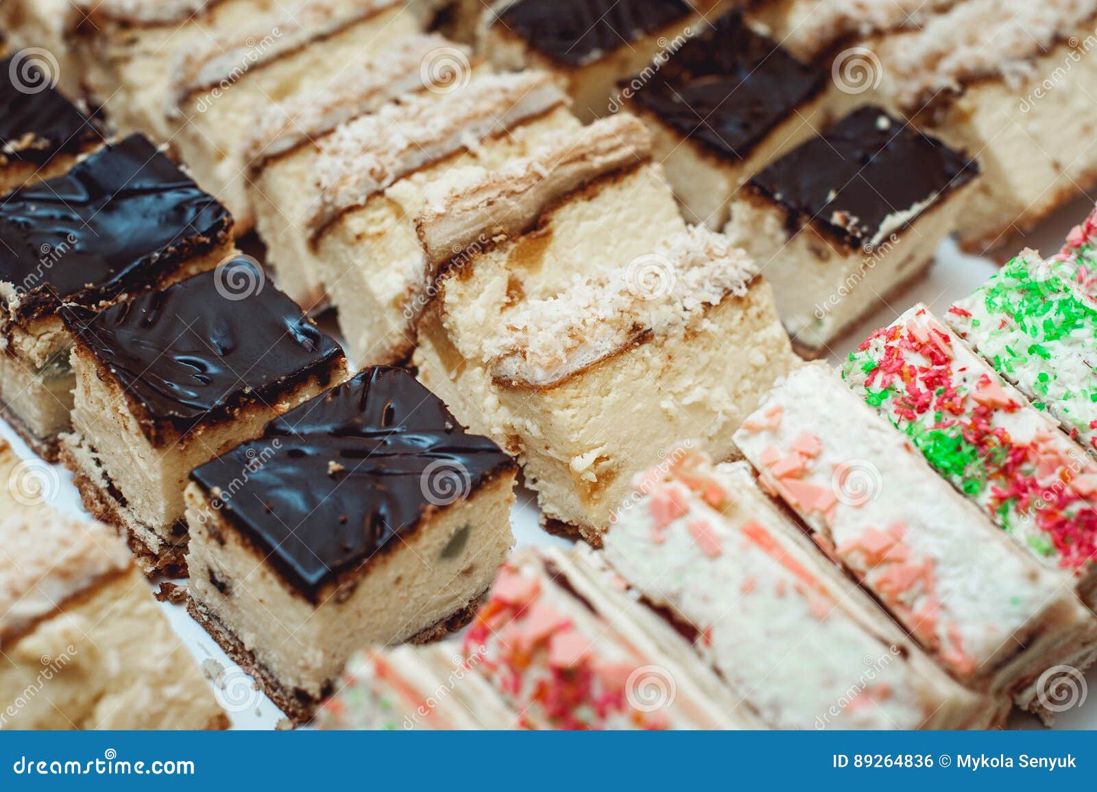 Rows of Different Dessert Cakes on the Candy Bar Stock Photo - Image of ...