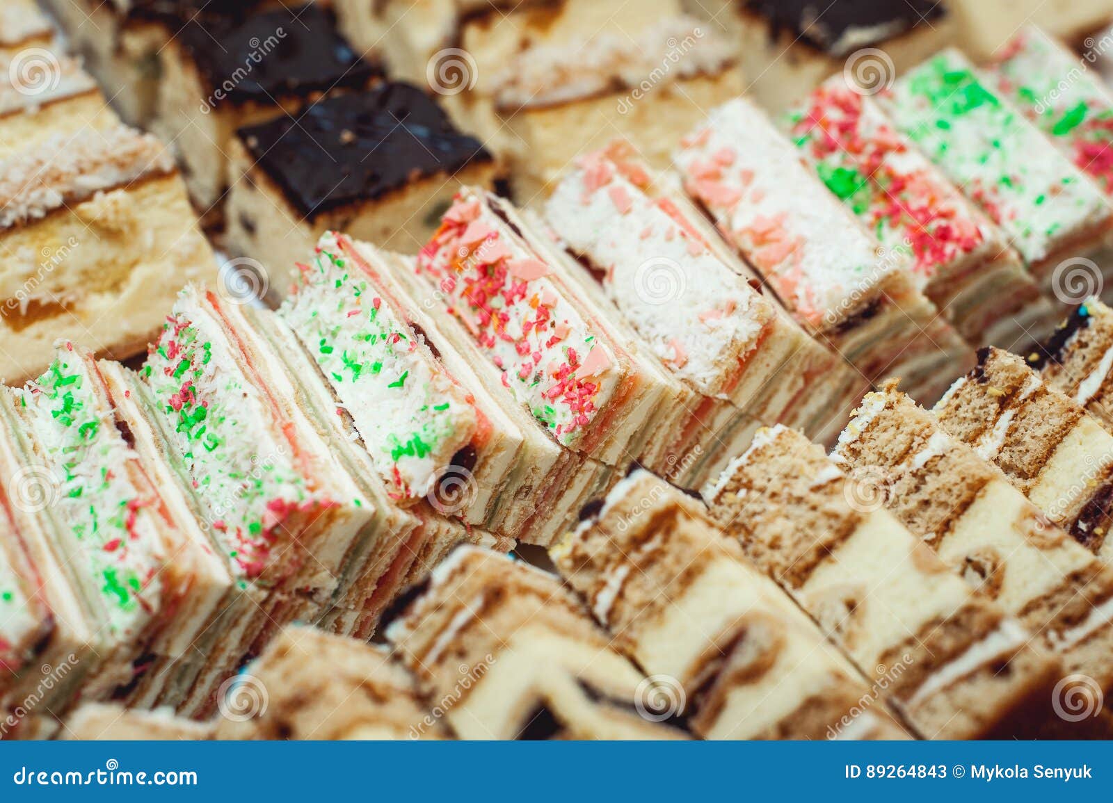 Rows of Different Dessert Cakes on the Candy Bar Stock Image - Image of ...