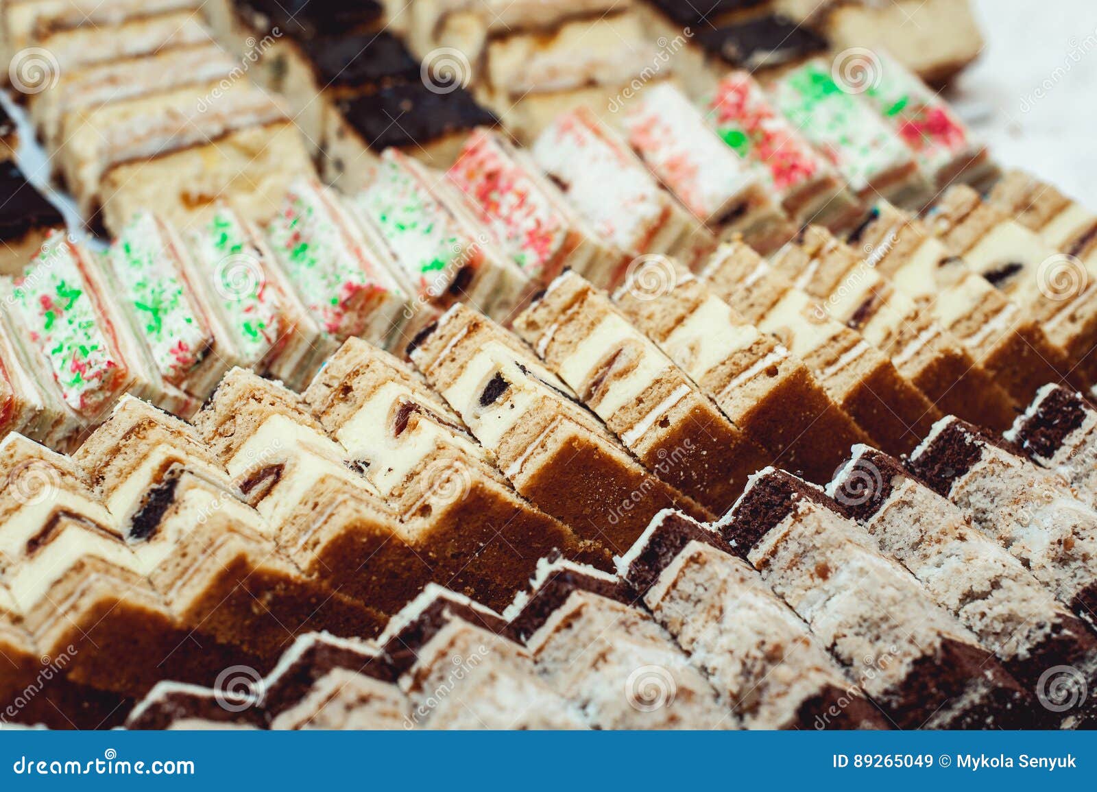 Rows of Different Dessert Cakes on the Candy Bar Stock Image - Image of ...
