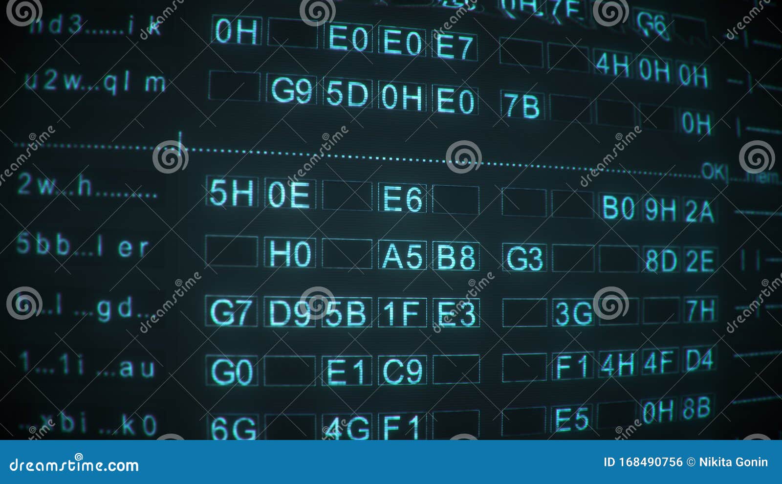 Rows of Digital Data Code on Retro Monitor Stock Illustration ...