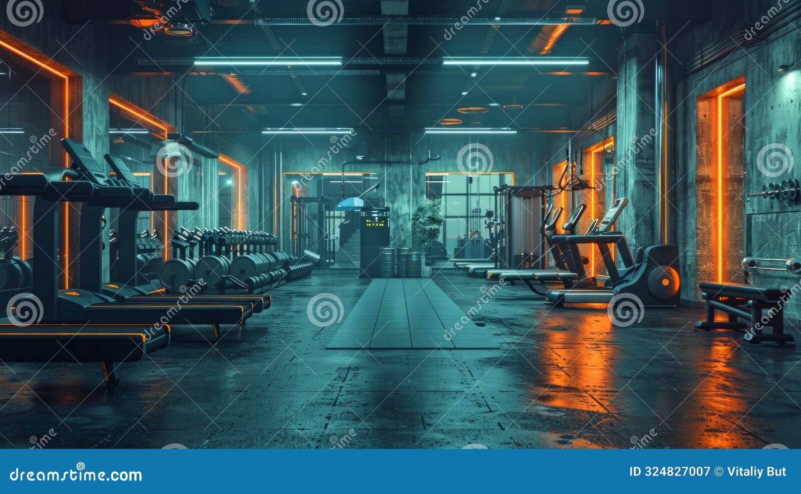 Rows of Diverse Machines Fill the Gym, Creating a Dynamic and Bustling ...