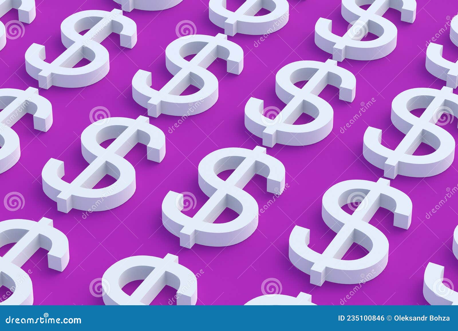 Rows of Dollar Sign of White Color on Violet Color Stock Illustration ...