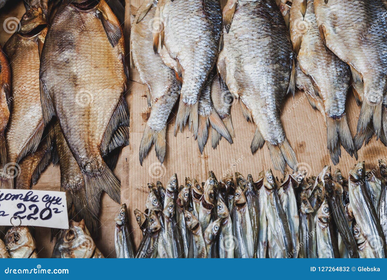 Rows of Dried Fish Lie on Counter Stock Photo - Image of lucky, kitchen ...