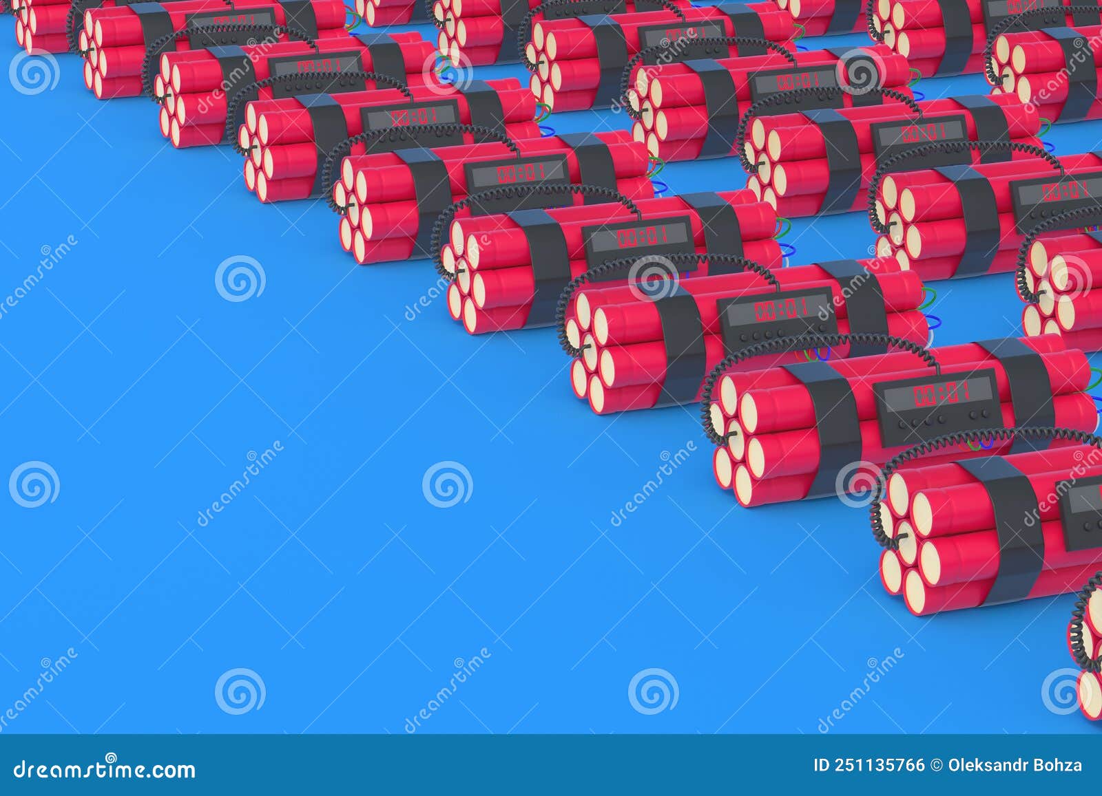 Rows of Dynamite Bombs with Digital Timer. Countdown and Deadline Stock ...
