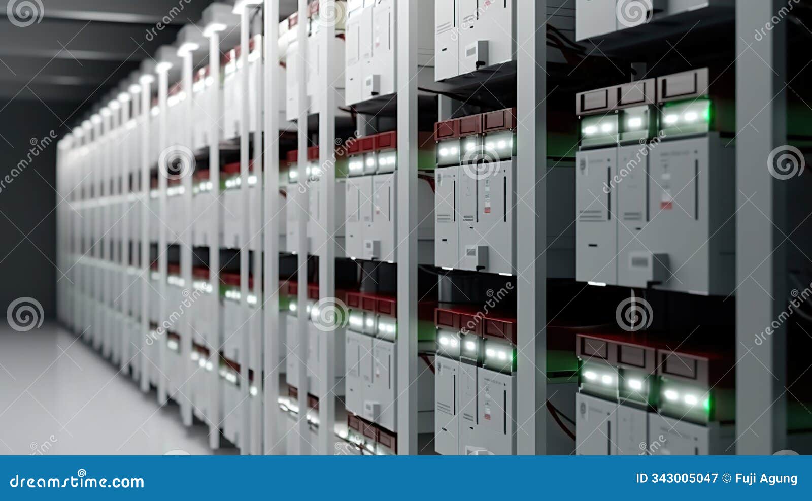 Rows of Electrical Circuit Breakers in a Server Room Stock Illustration ...