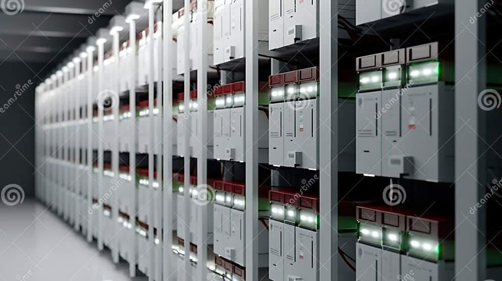 Rows of Electrical Circuit Breakers in a Server Room Stock Illustration ...