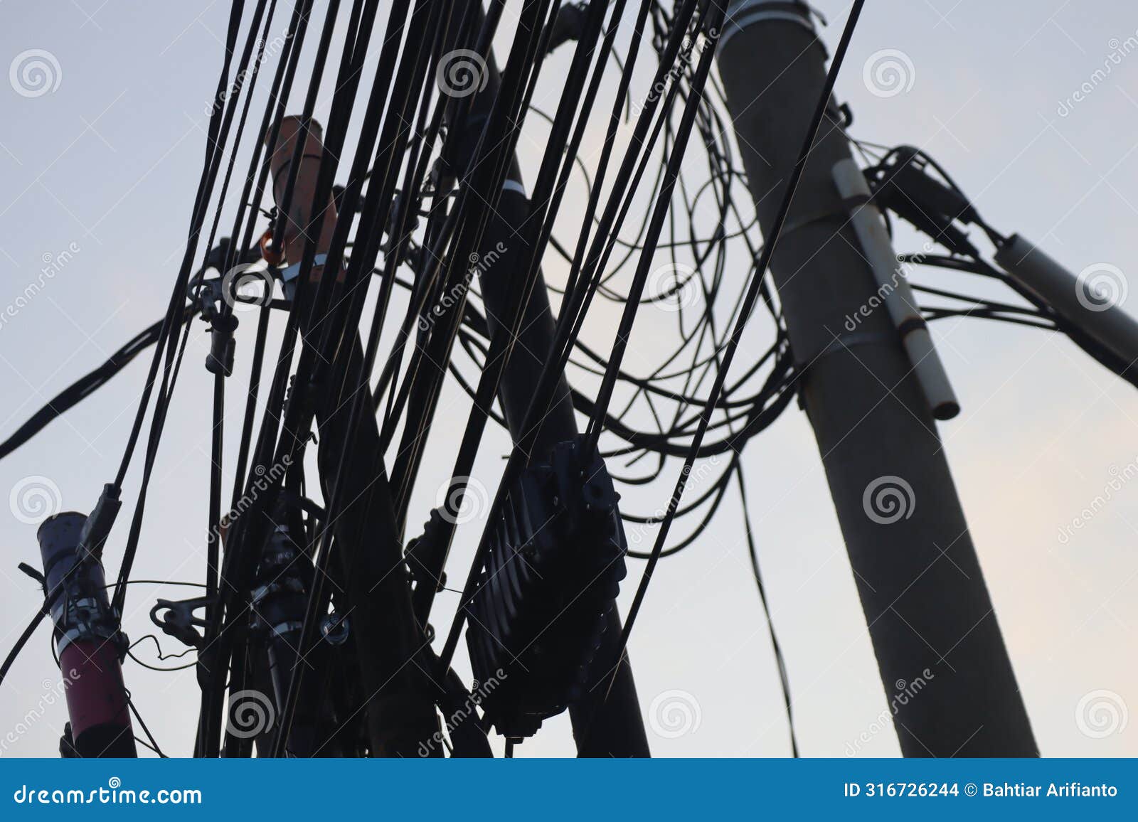 Rows of Electrical Poles and Cables are Messy Editorial Stock Image ...