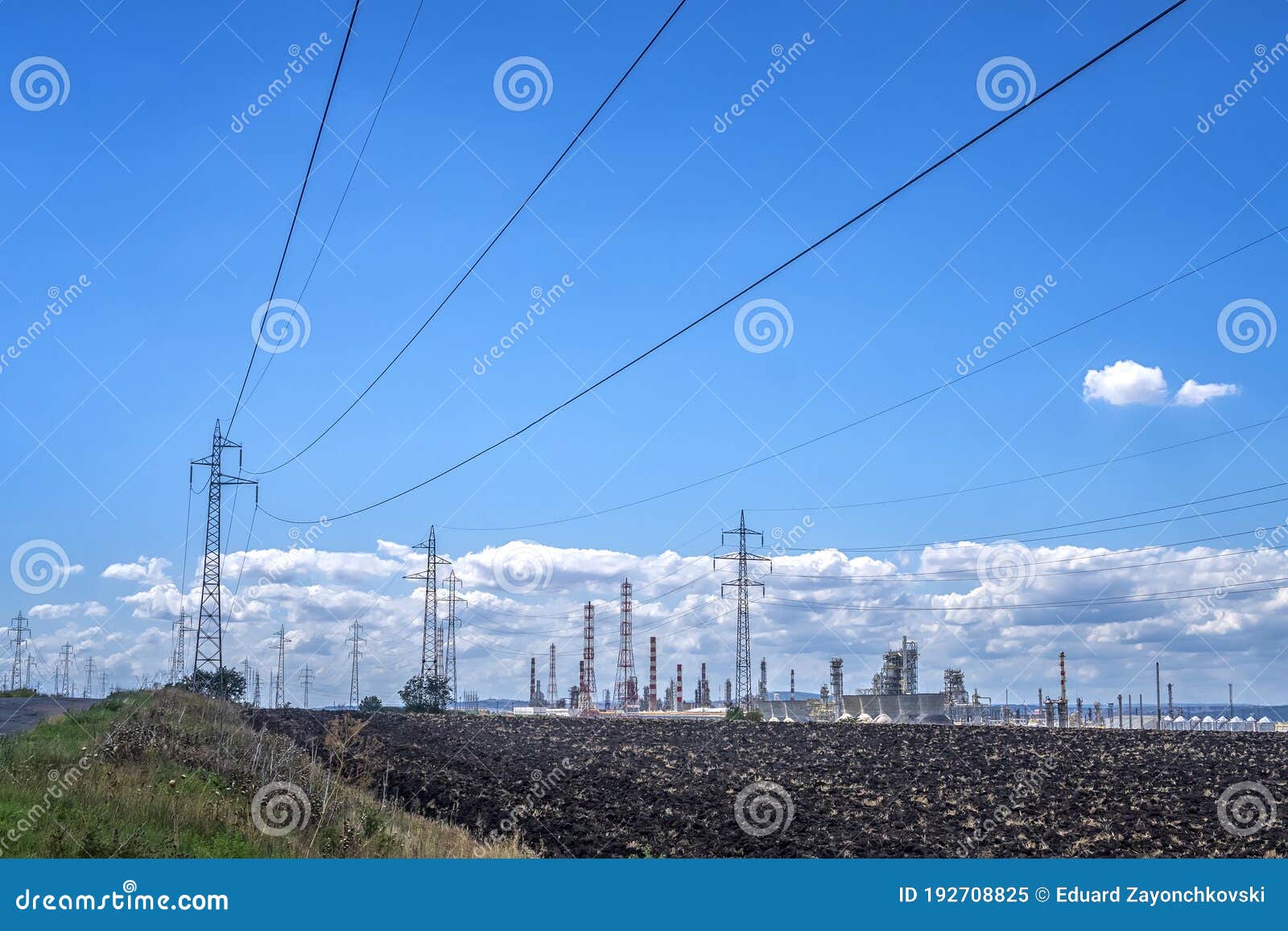 Rows of Electrical Towers and Power Lines. Stock Image - Image of metal ...