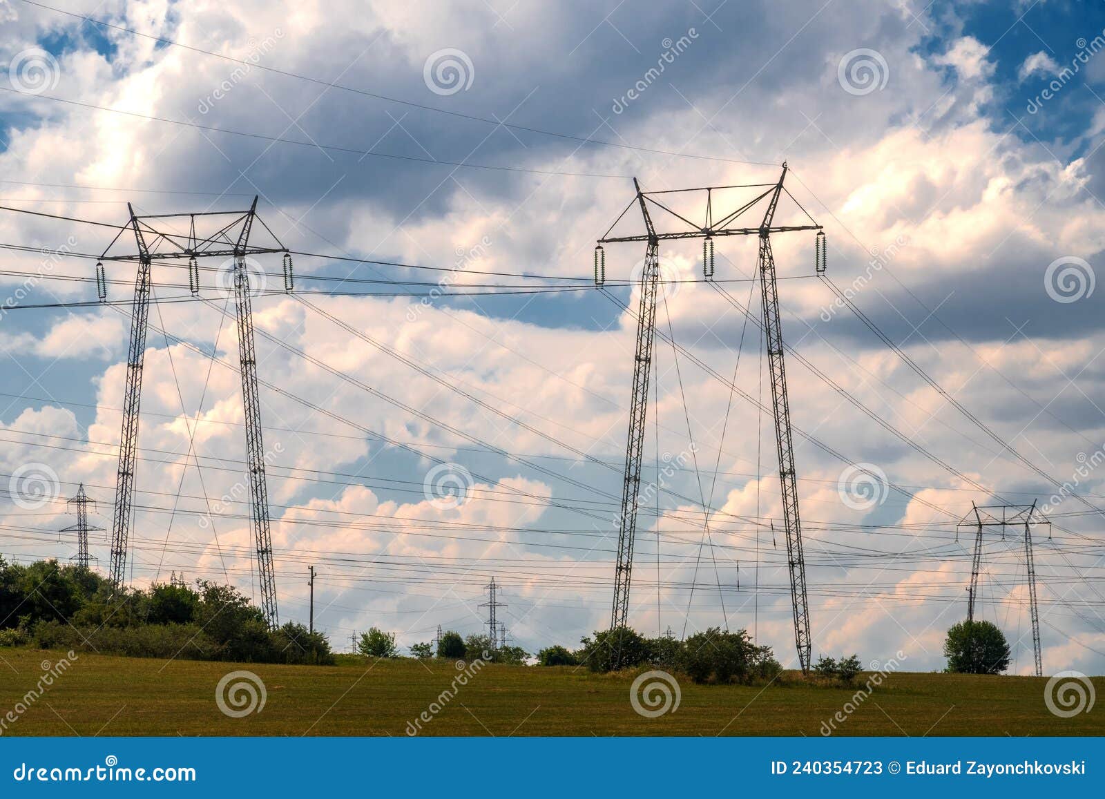 Rows of Electrical Towers and Power Lines. Stock Image - Image of ...