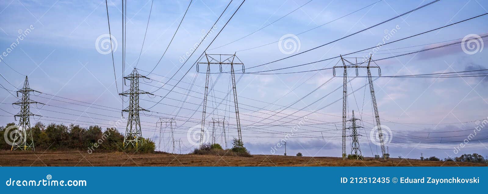 Rows of Electrical Towers and Power Lines. Stock Image - Image of ...