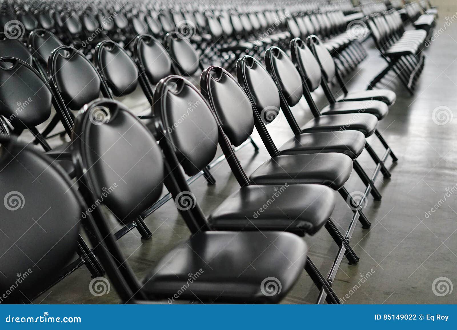 Rows of Empty Black Folding Chairs Stock Photo - Image of party, empty ...