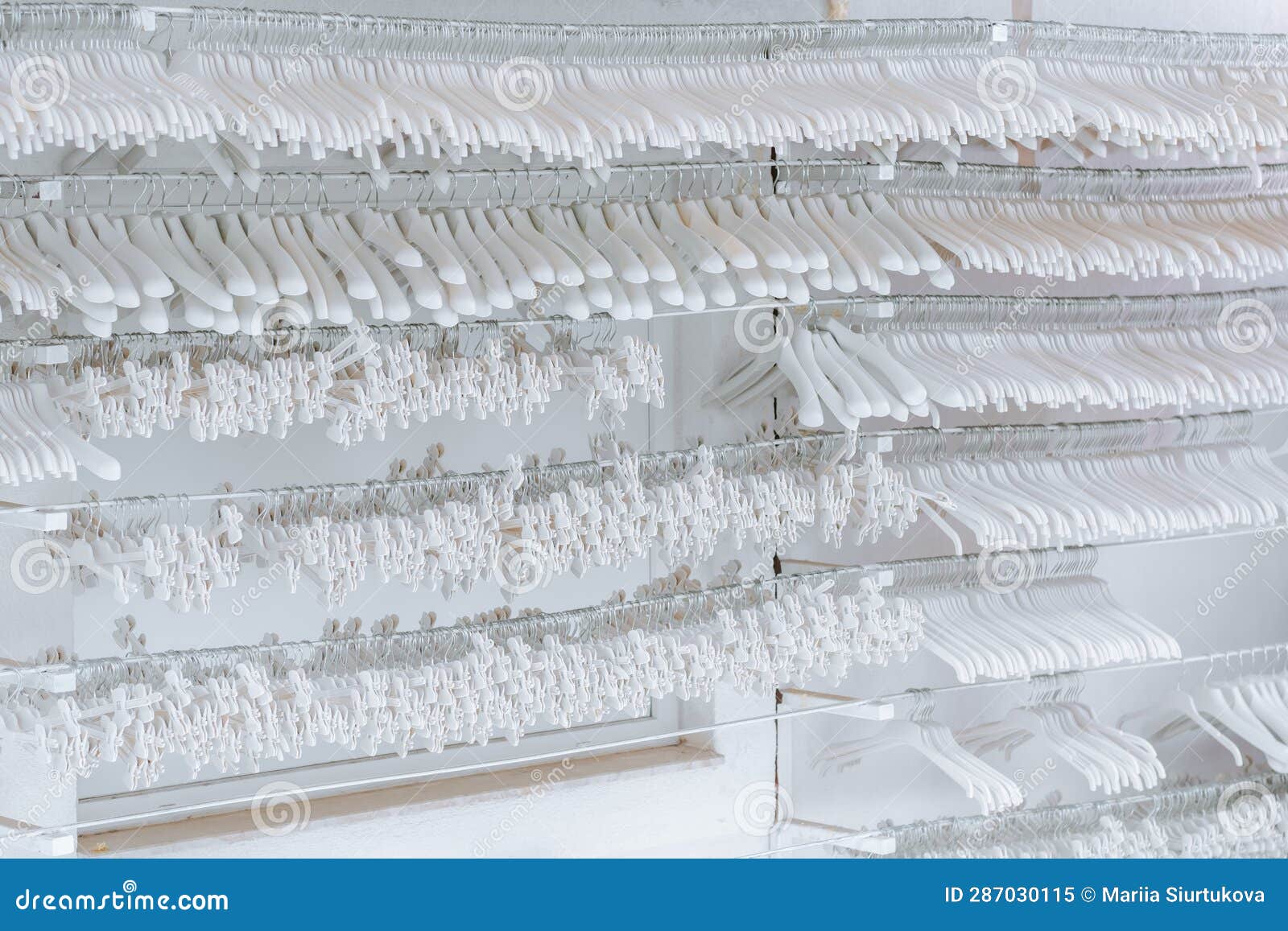 Rows of Empty Clothes Racks in Mall. Equipment and Stuff of Clothes ...