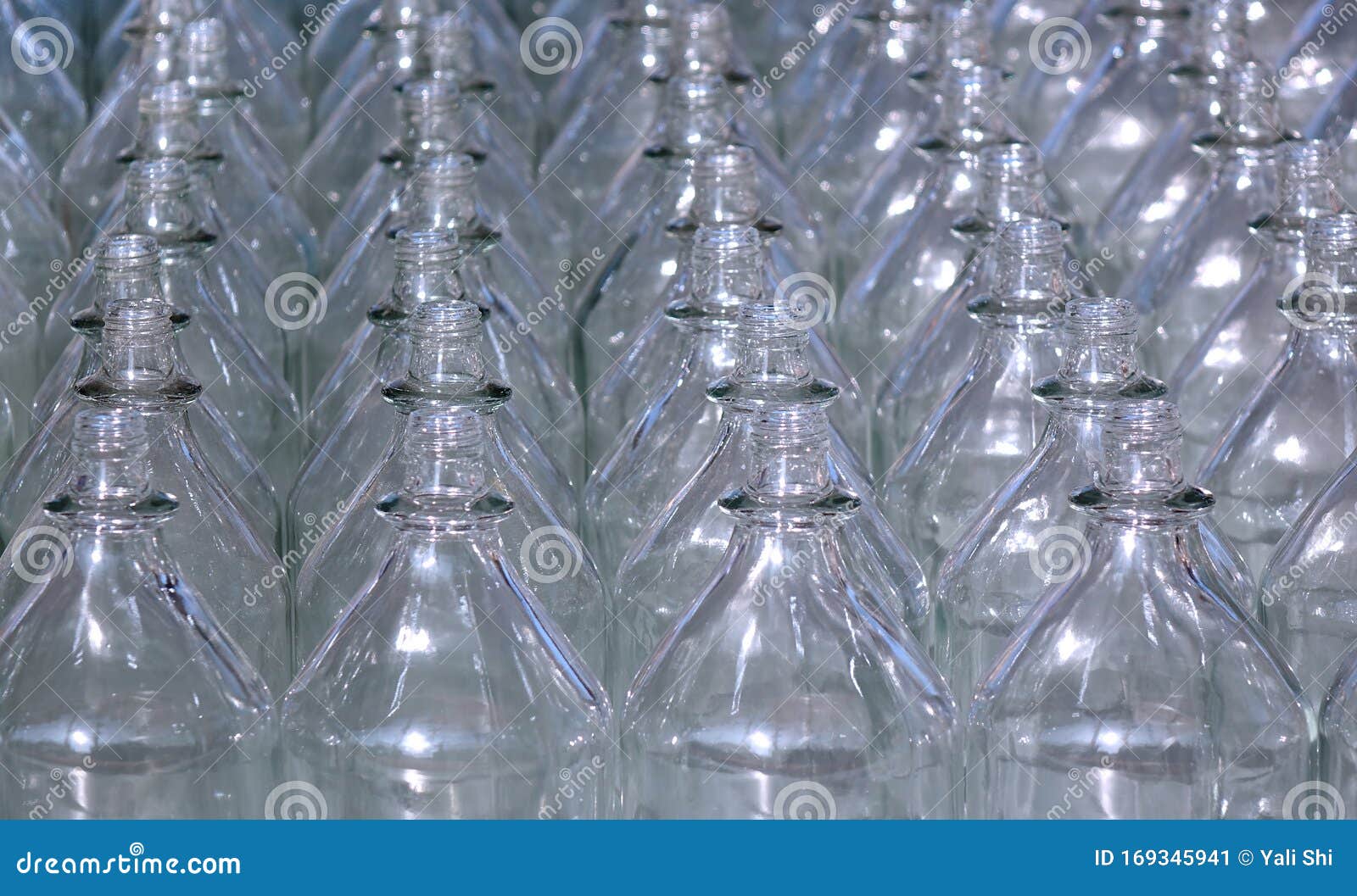 Rows of Empty Glass Bottles Stock Image - Image of breakable, shiny ...