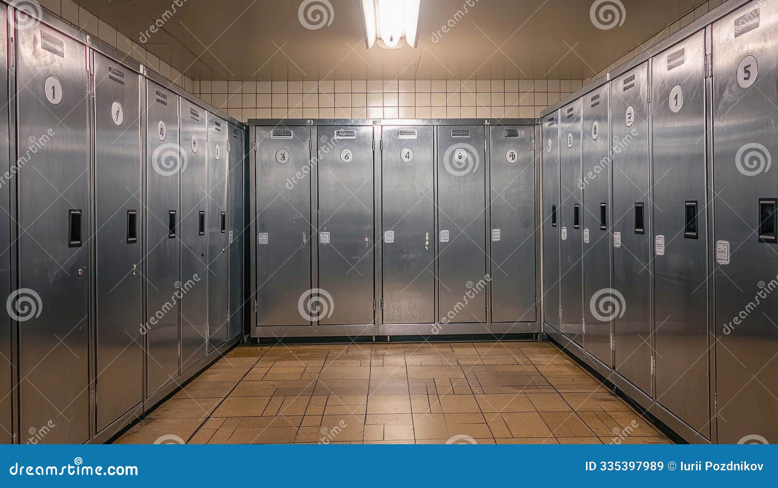 Rows of Empty Lockers in an Industrial Changing Room Stock Image ...