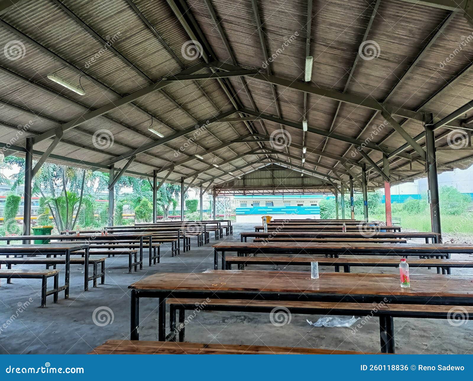 Rows of Empty Tables Where Lunch Breaks Stock Photo - Image of clean ...