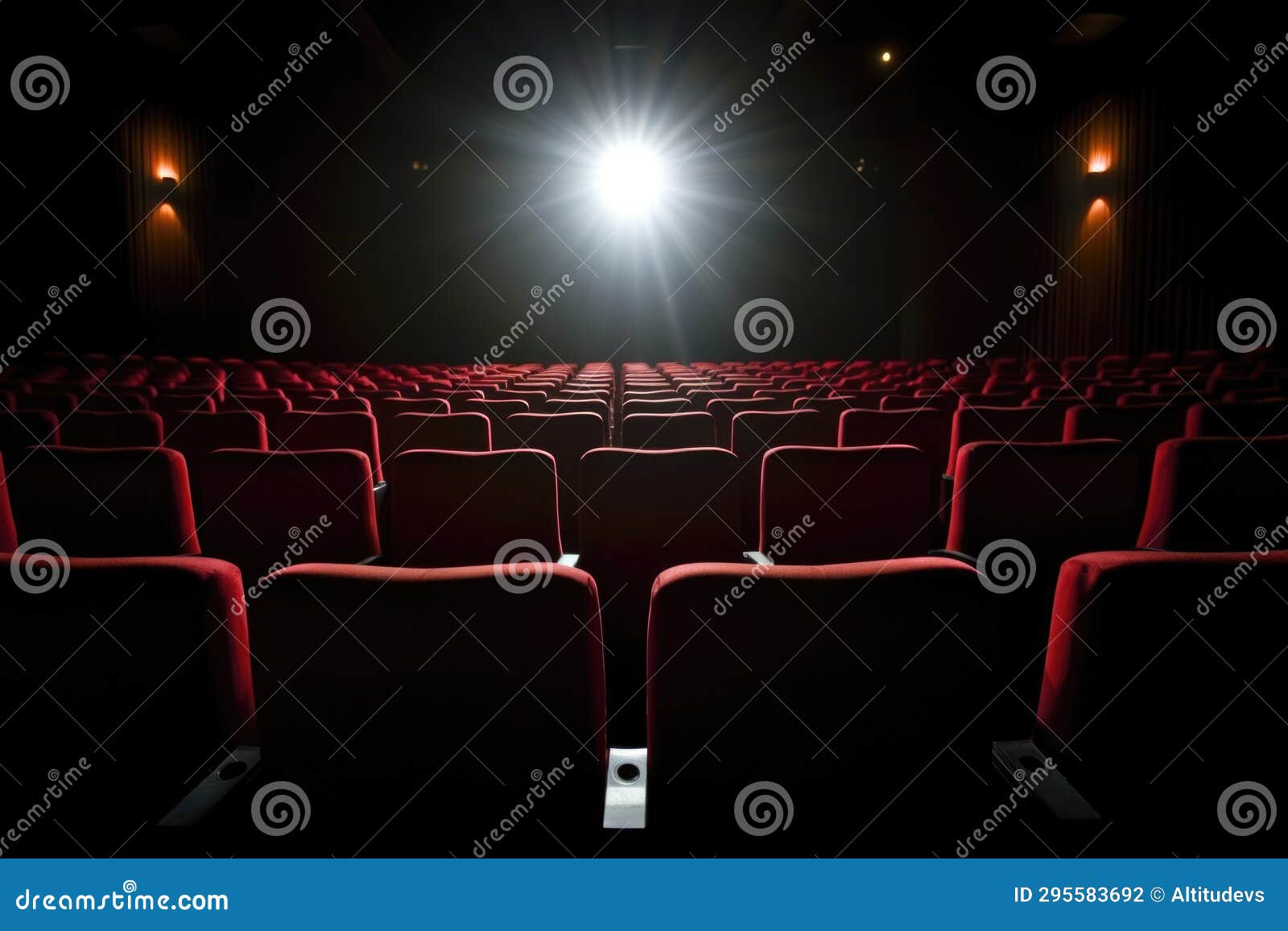 Rows of Empty Theater Seats Under Dim Lighting Stock Illustration ...