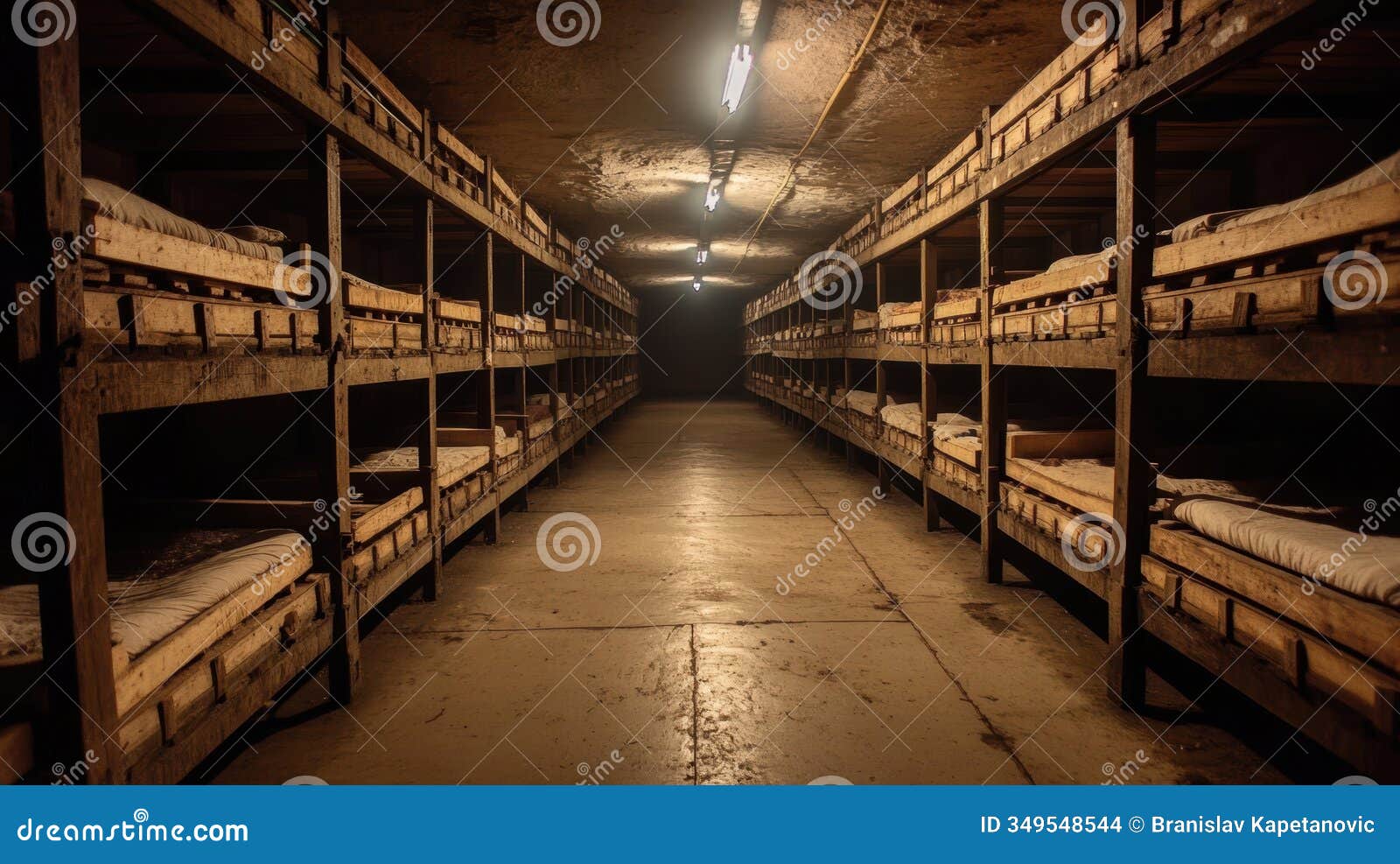 Rows of Empty Bunk Beds Inside a Nuclear Bunker Stock Photo - Image of ...