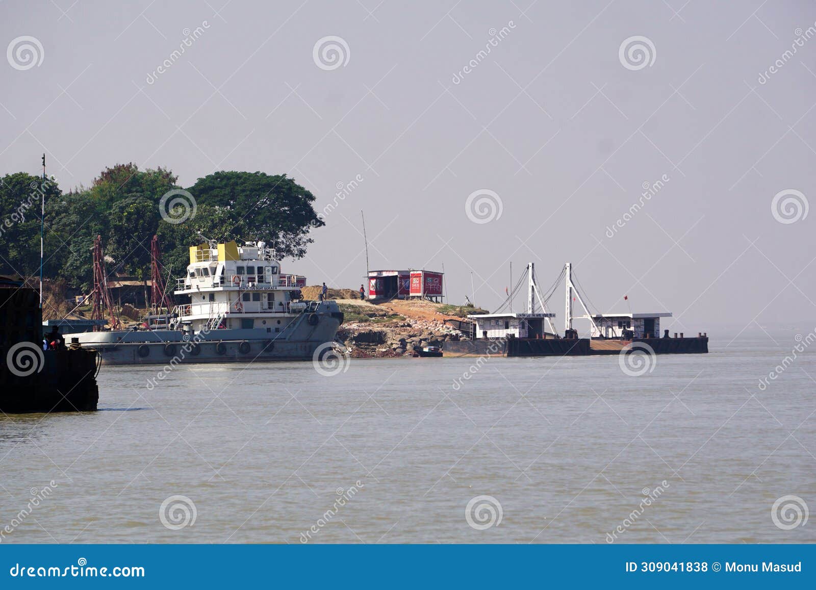 Rows of Ferries on the Banks of the Padma River. Padma River in ...