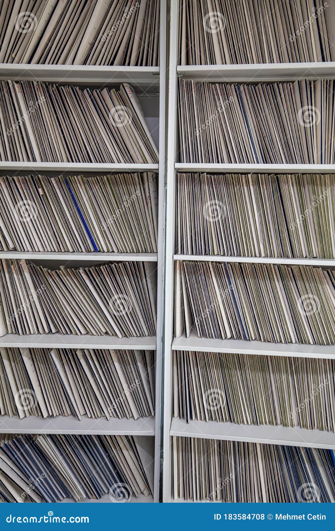 Rows of File Folders Arranged on Shelf with Client Data in Office ...