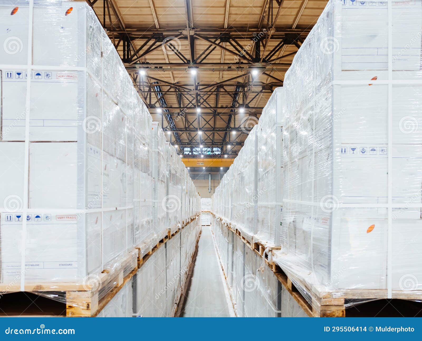 Rows of Film Packed Boxes at Warehouse Stock Photo - Image of ...