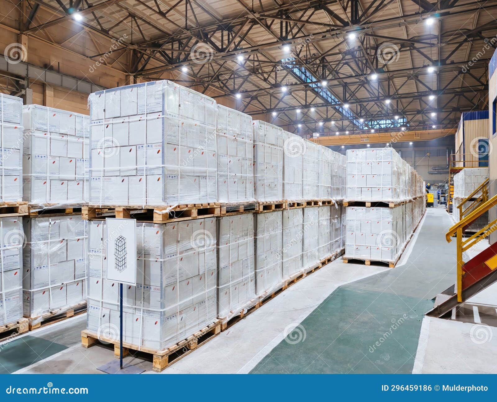 Rows of Film Packed Boxes at Warehouse Stock Photo - Image of pallet ...