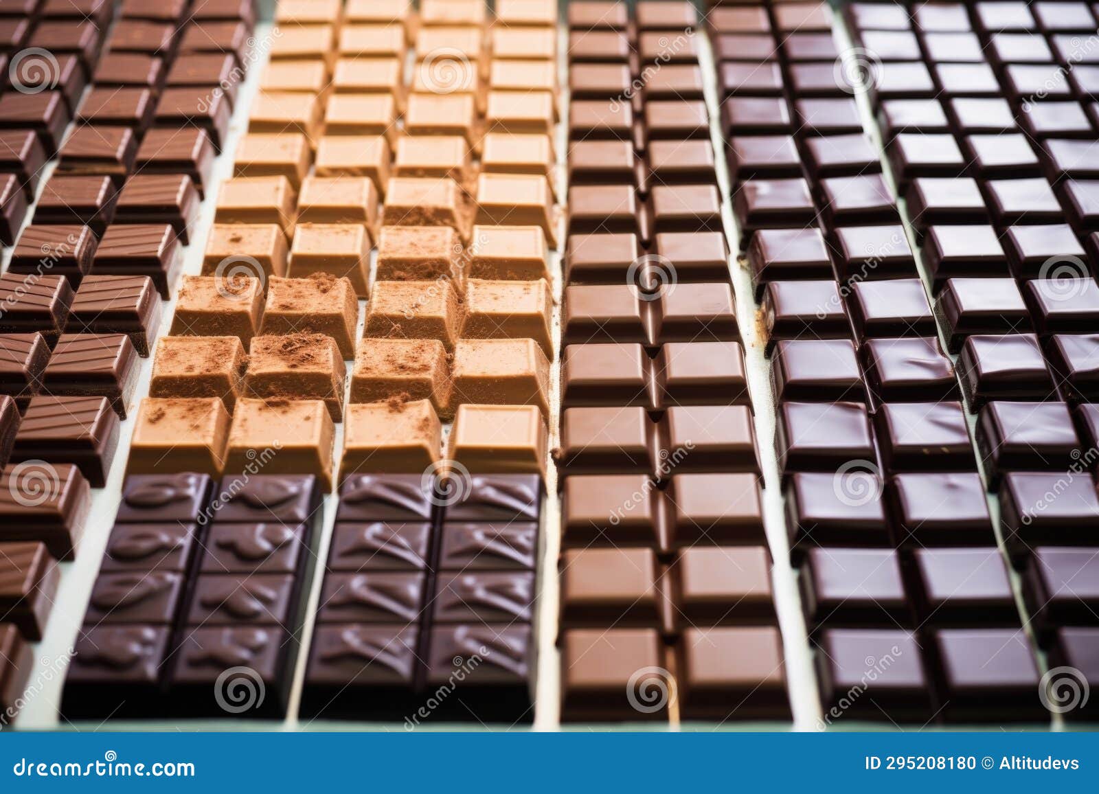Rows of Finished Chocolate Bars Perfectly Aligned Stock Photo - Image ...