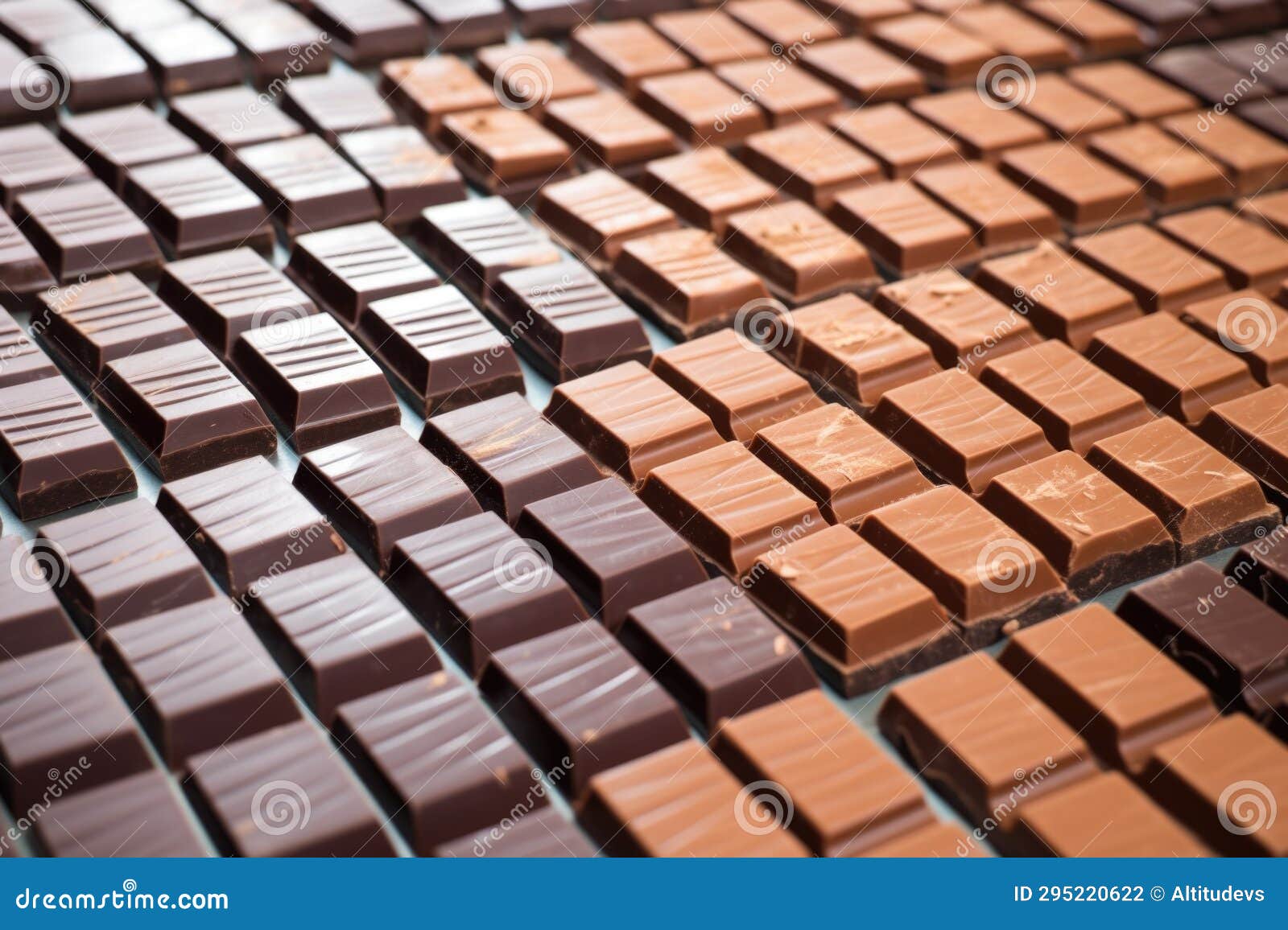 Rows of Finished Chocolate Bars Perfectly Aligned Stock Photo - Image ...