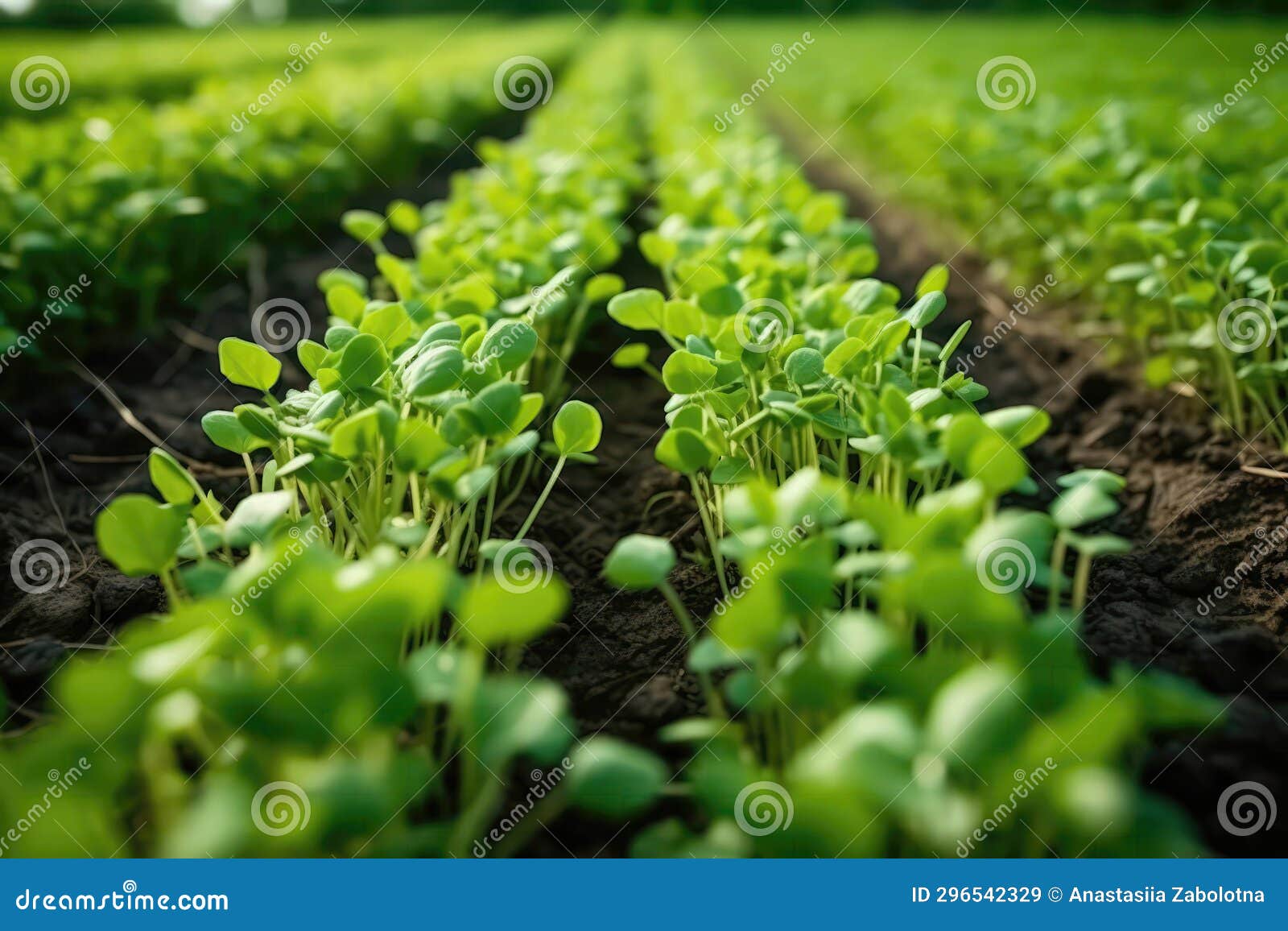 Rows of Flavorful Pea Sprouts Growing Uniformly in Perfect Alignment ...