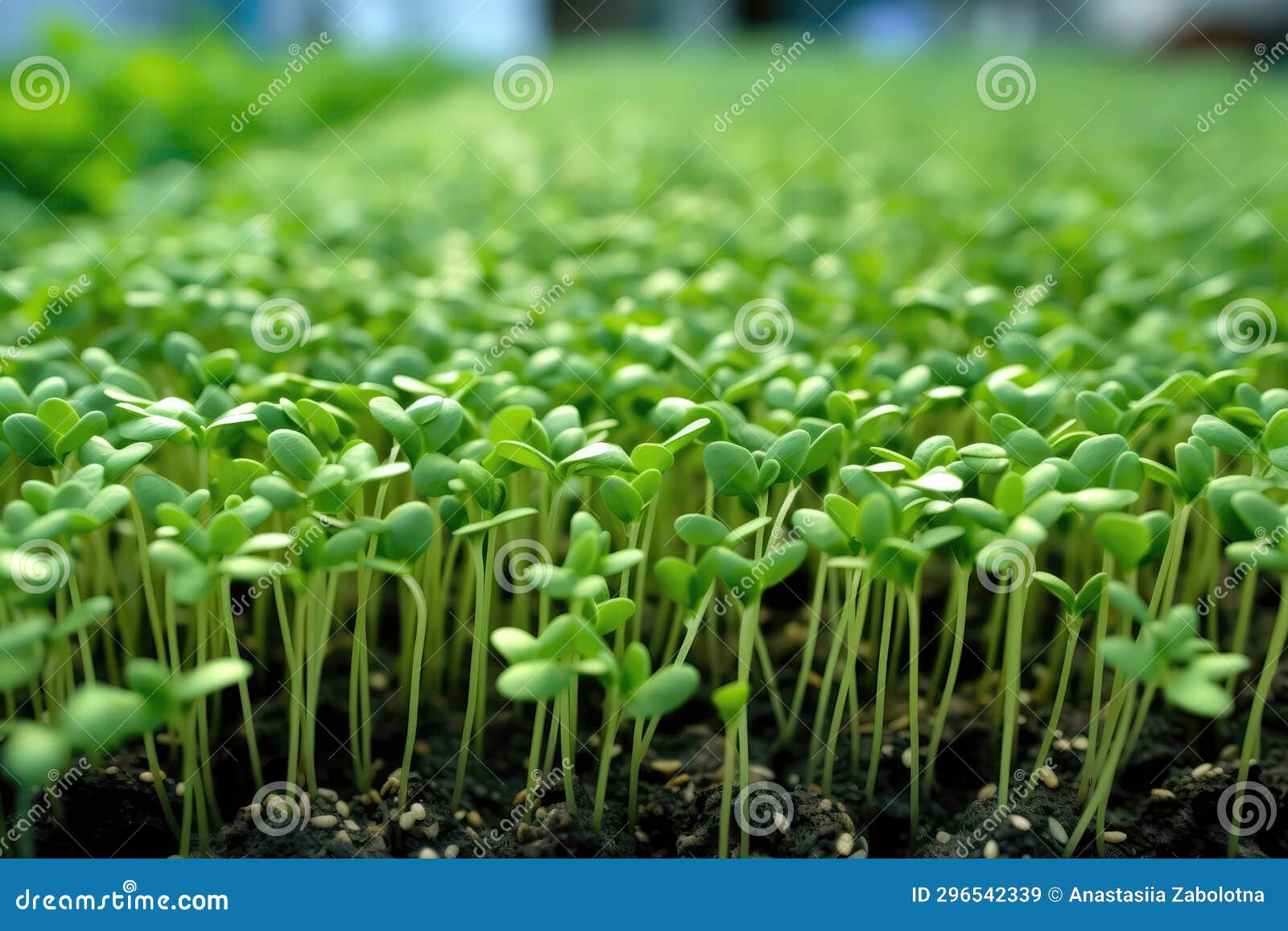 Rows of Flavorful Pea Sprouts Growing Uniformly in Perfect Alignment ...