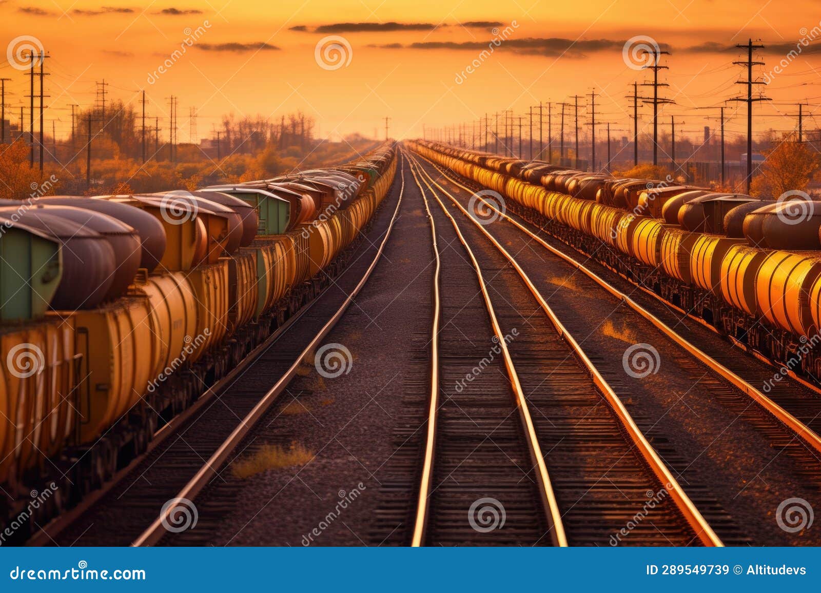 Rows of Freight Trains Carrying Cargo Stock Image - Image of freight ...