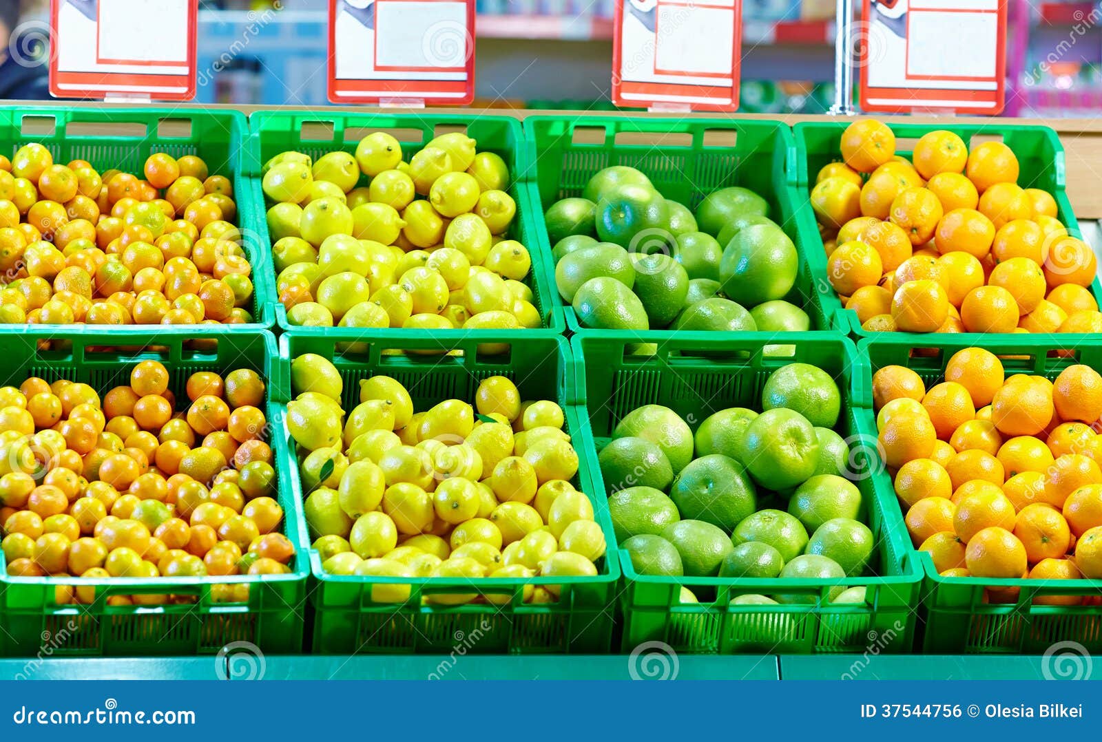 Rows of Fresh Citrus Fruits in Mall Stock Photo - Image of quantity ...