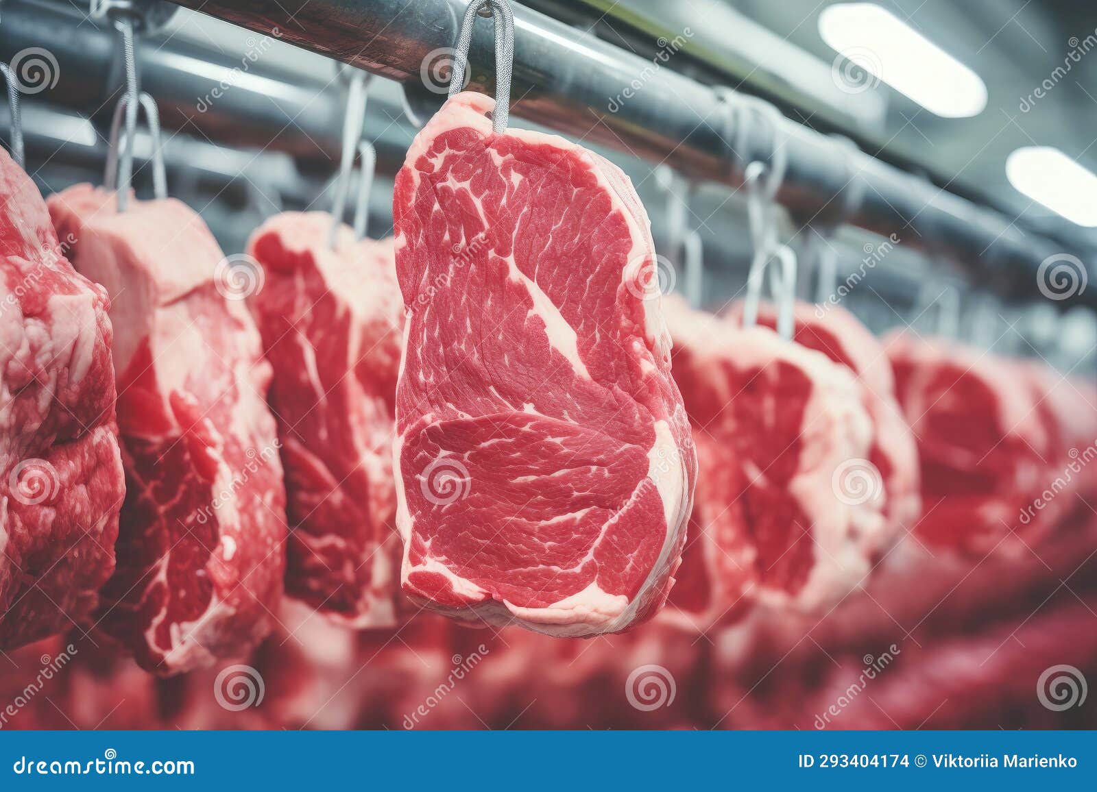 Rows of Fresh Meat: Inside the Meat Processing Warehouse Stock ...
