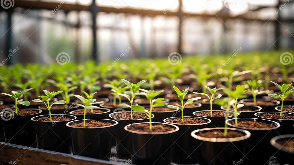 Rows of Freshly Planted Seedlings Stock Illustration - Illustration of ...