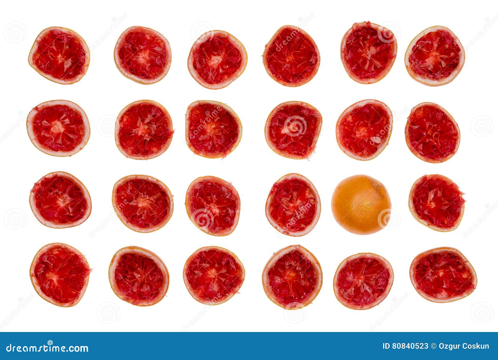 Rows of Freshly Squeezed Ruby Grapefruit Halves Stock Image - Image of ...