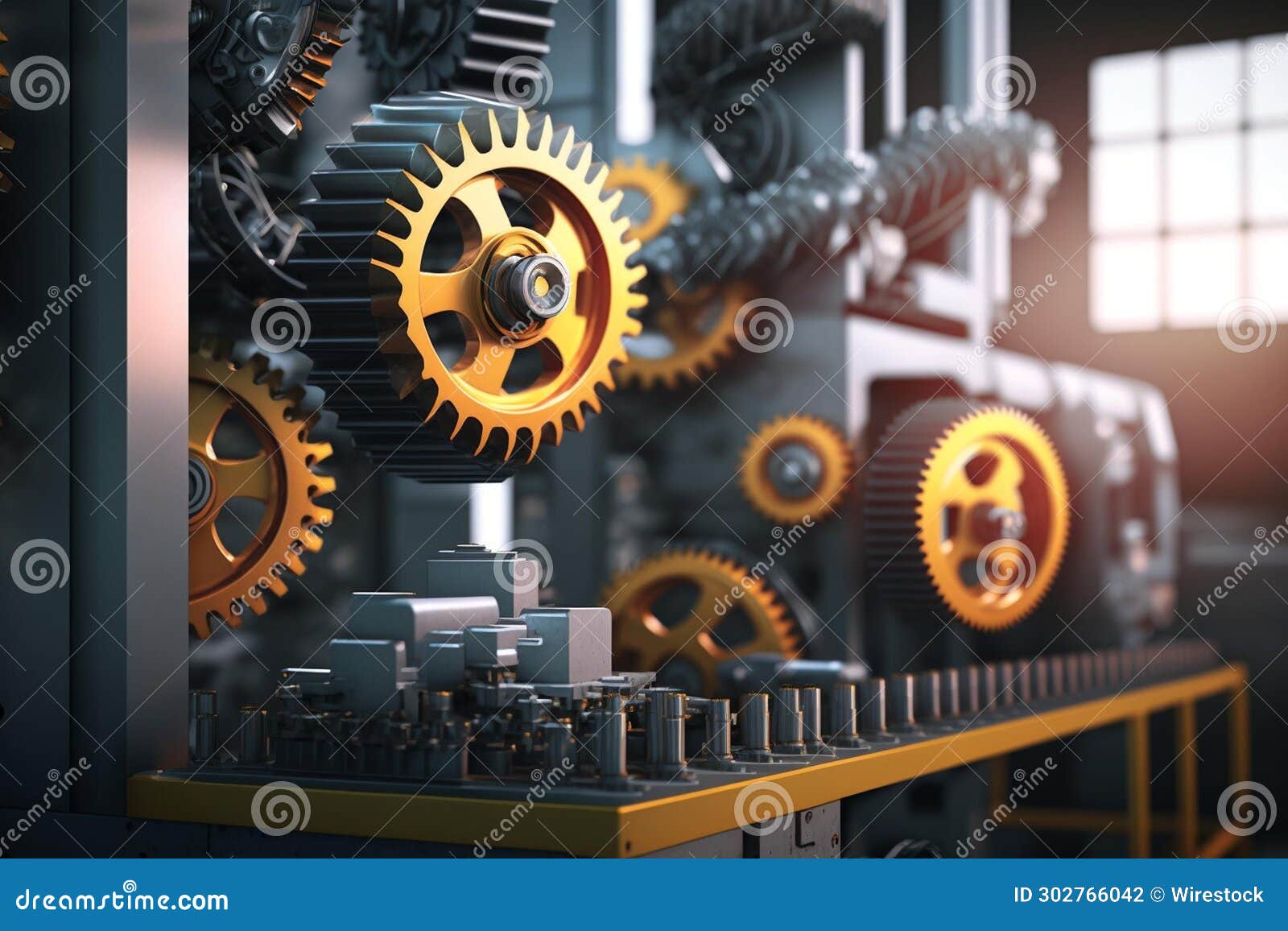 Rows of Gears are Being Assembled in an Industrial Machine Room Stock ...
