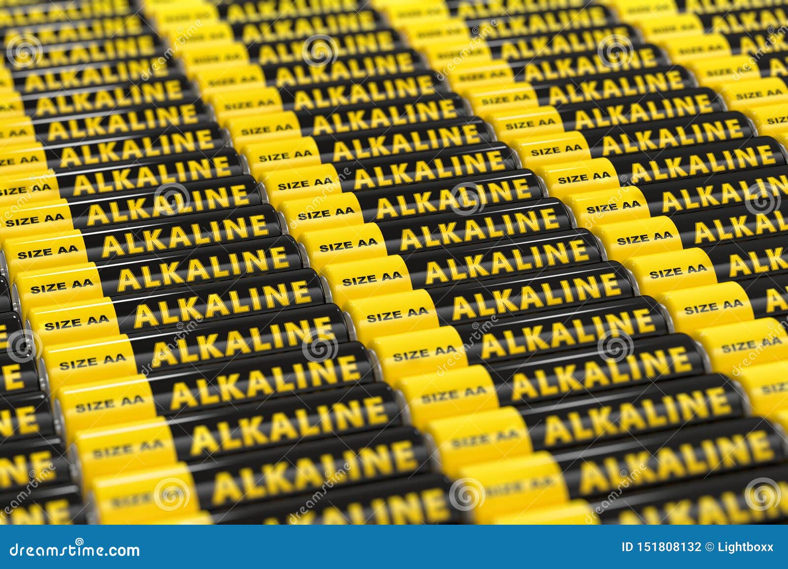 Rows of Generic AA Batteries with the Label `Alkaline` Stock ...
