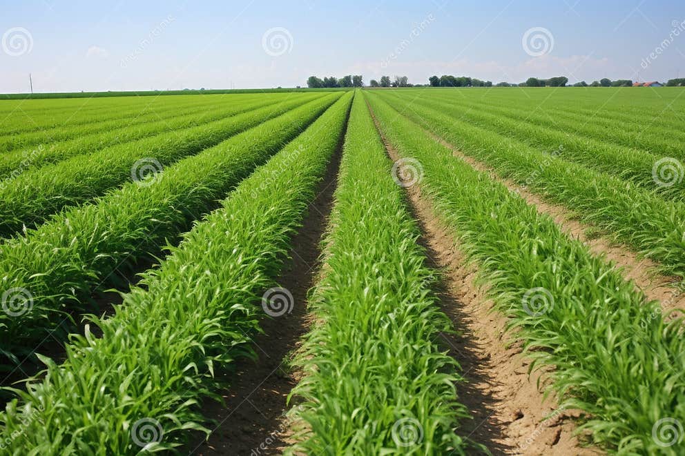 Rows of Genetically Modified Crops in a Test Field Stock Illustration ...