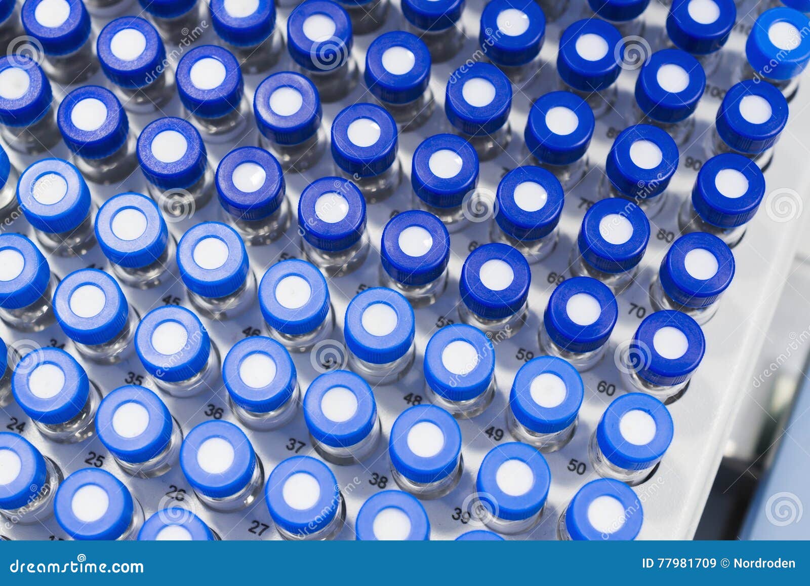 Rows of Glass Vials in the Tray Automatic Liquid Dispenser. Stock Image ...