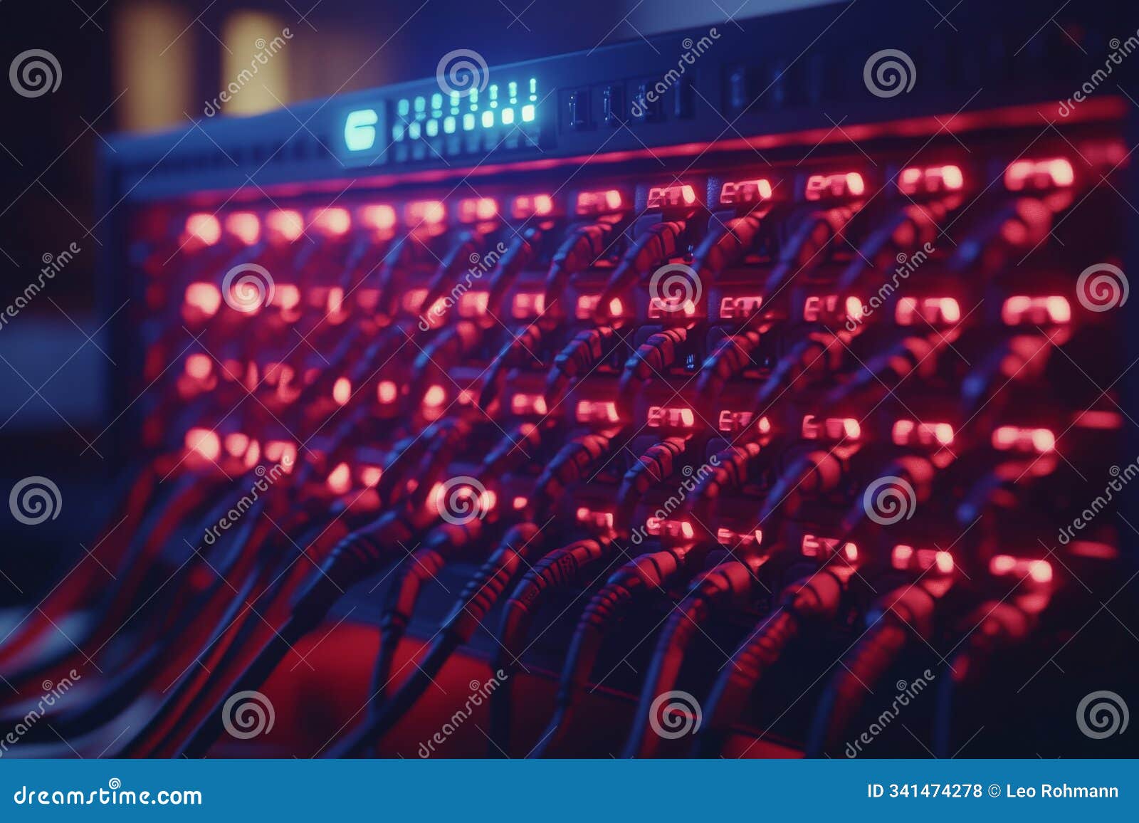 Rows of Glowing Red Indicator Lights on a Control Panel Representing ...
