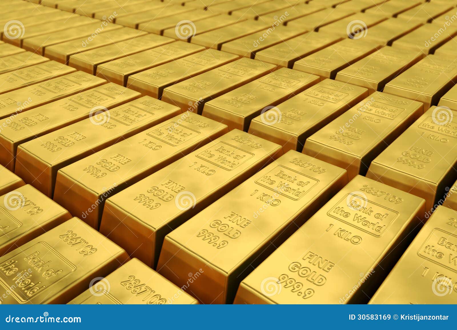 Rows of gold bars stock illustration. Illustration of render - 30583169