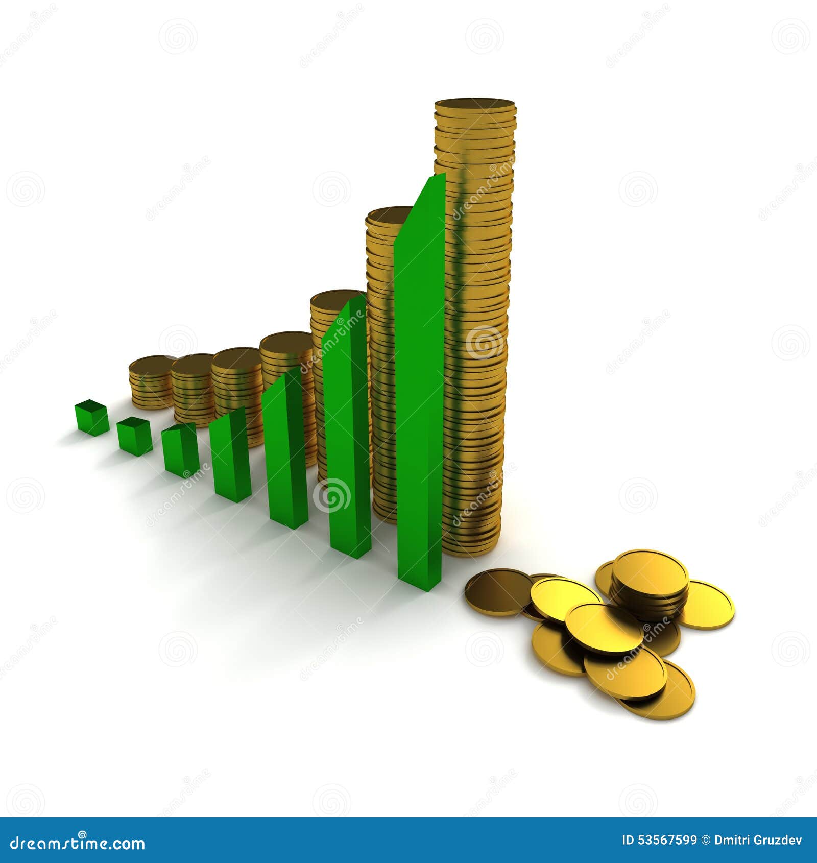 Rows Of Gold Stack, Arrowed Chart Stock Illustration - Illustration of ...