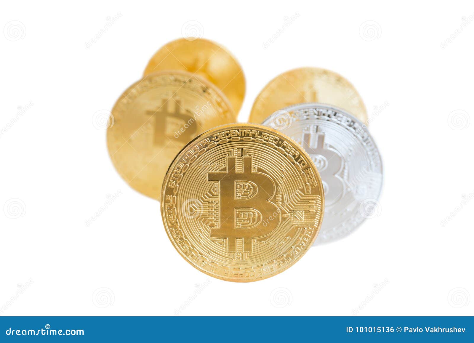 Stack of golden bitcoins stock photo. Image of physical - 101015136