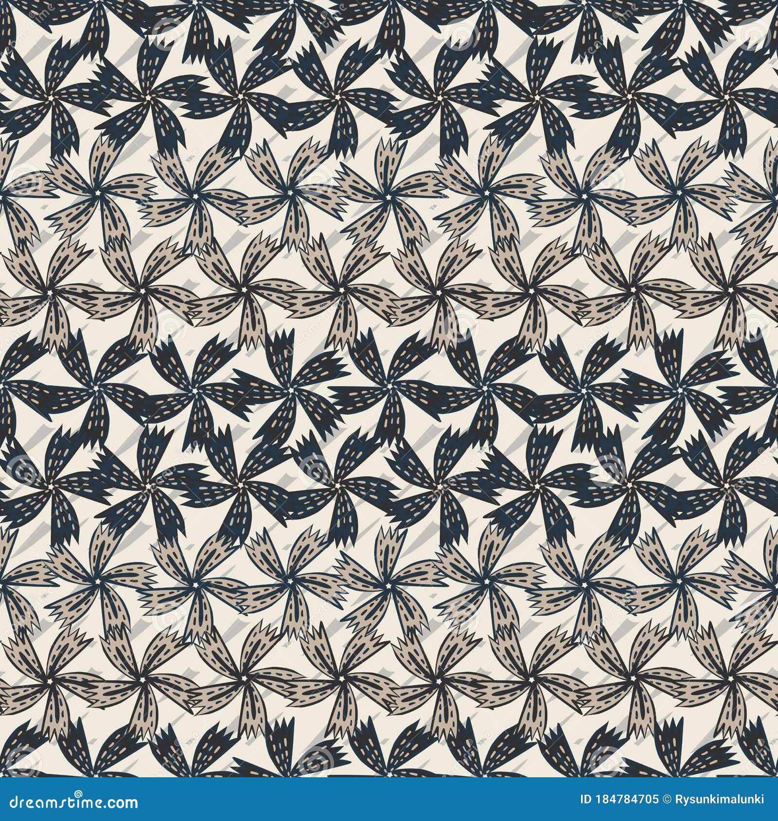 Rows of Graphic Flowers Seamless Vector Pattern Stock Vector ...