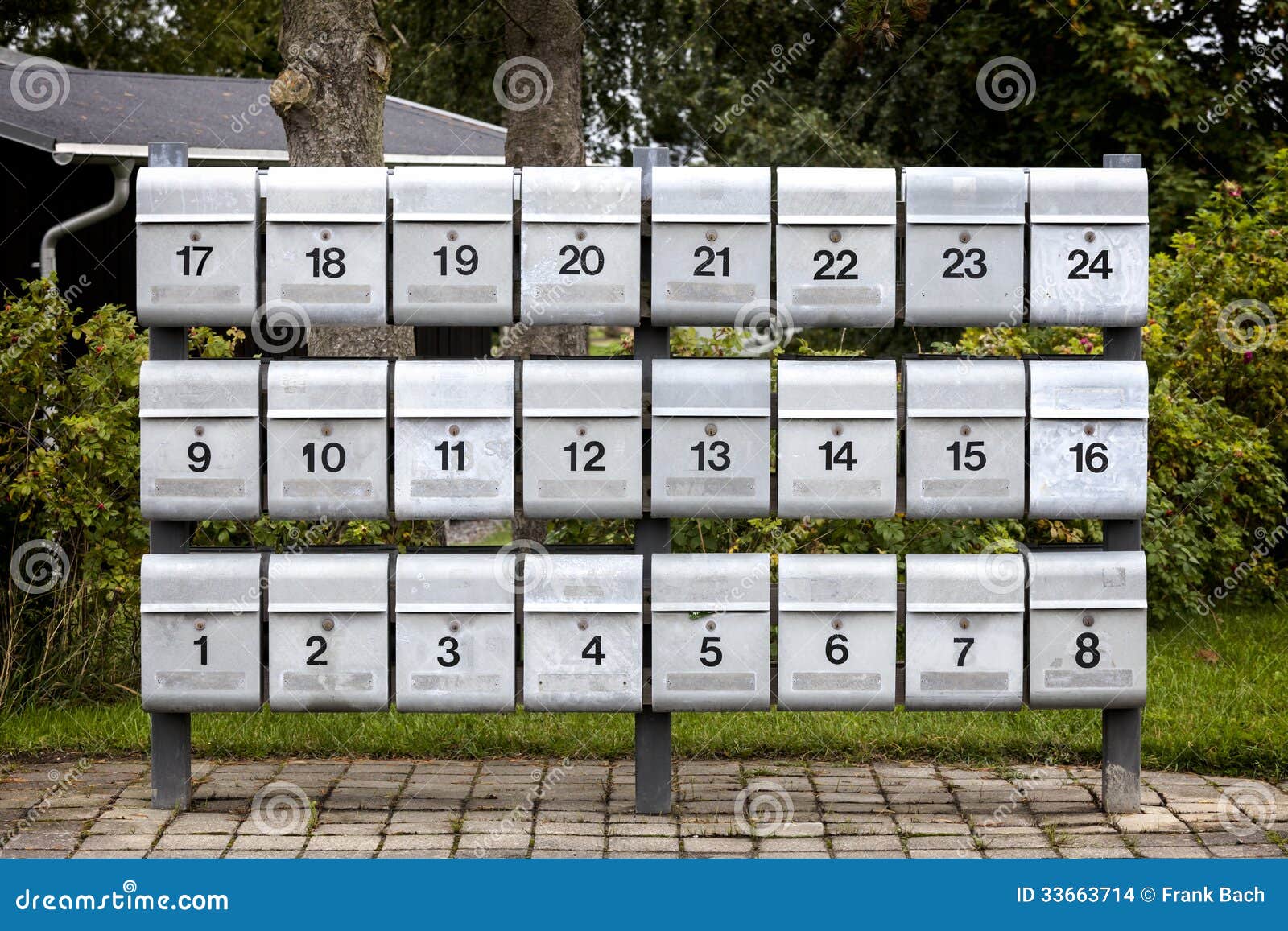 Rows of Grey Mailboxes with Numbers Stock Photo - Image of ...
