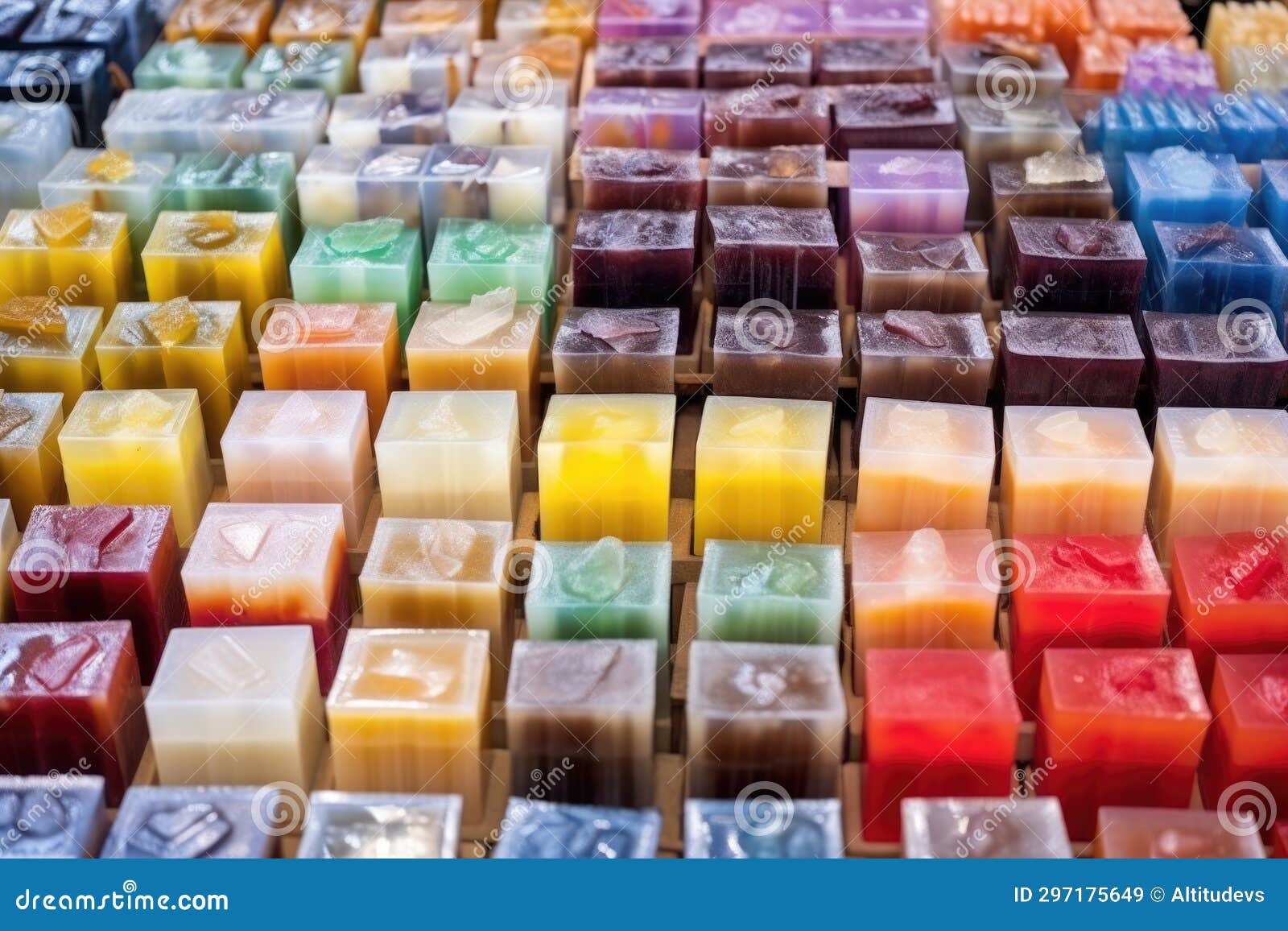 Rows of Handmade Soaps in Various Shapes and Colors Stock Image - Image ...
