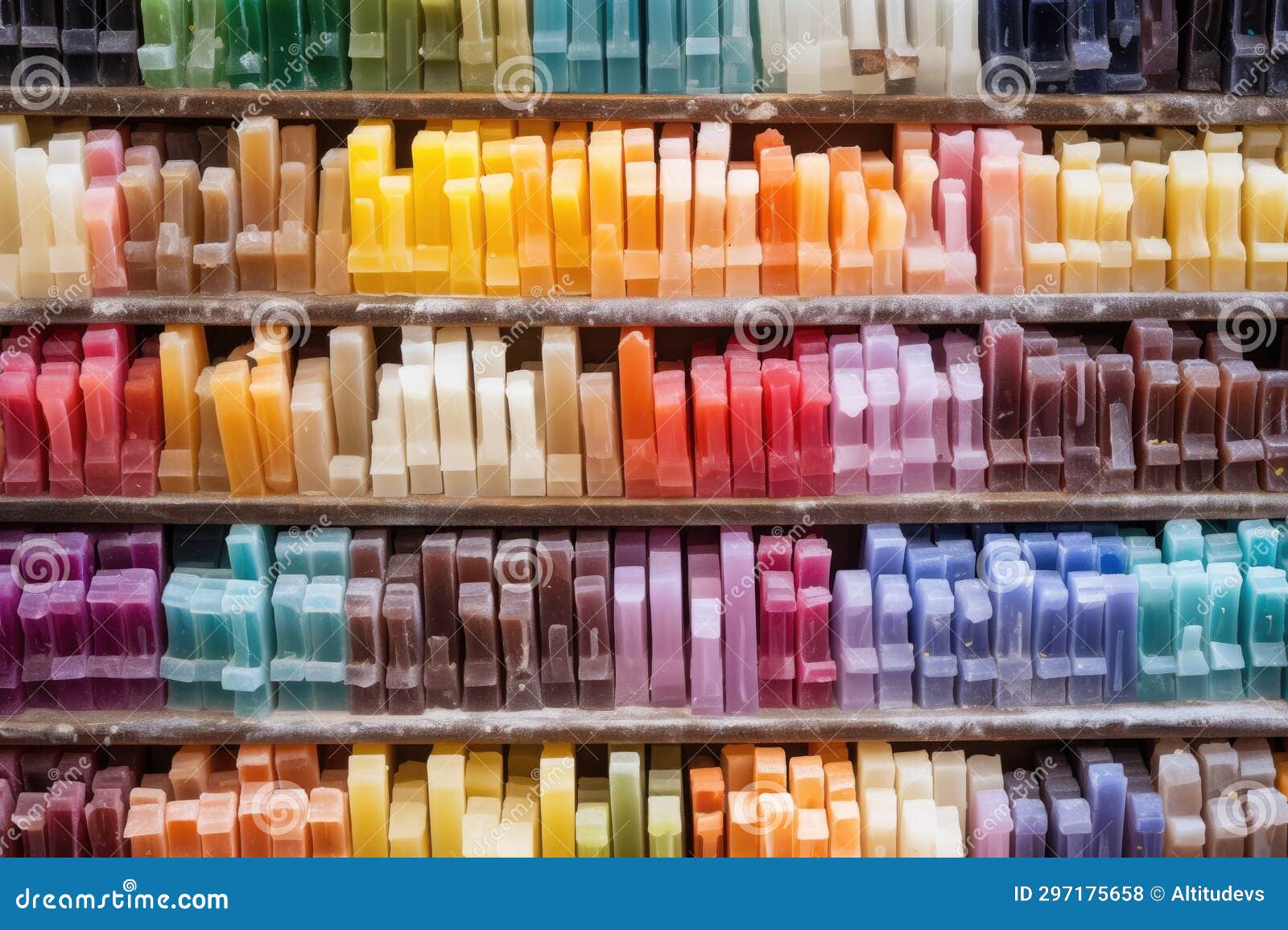 Rows of Handmade Soaps in Various Shapes and Colors Stock Photo - Image ...