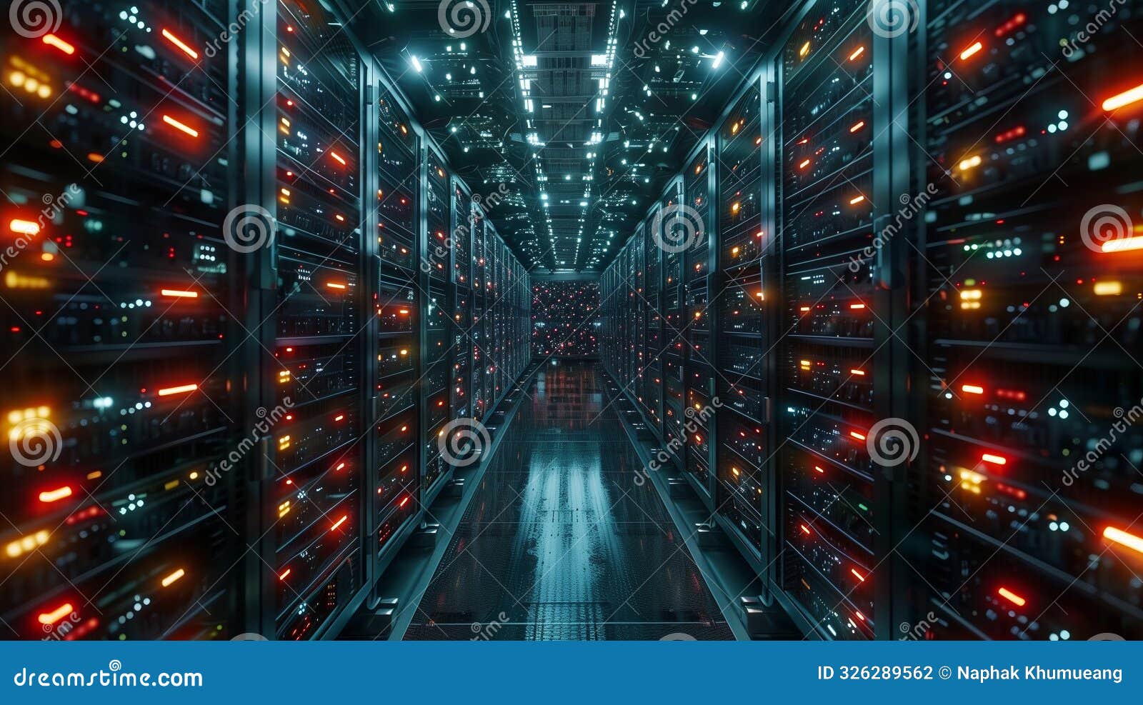 Rows of High-speed Servers Line the Corridor of a Modern Data Center ...