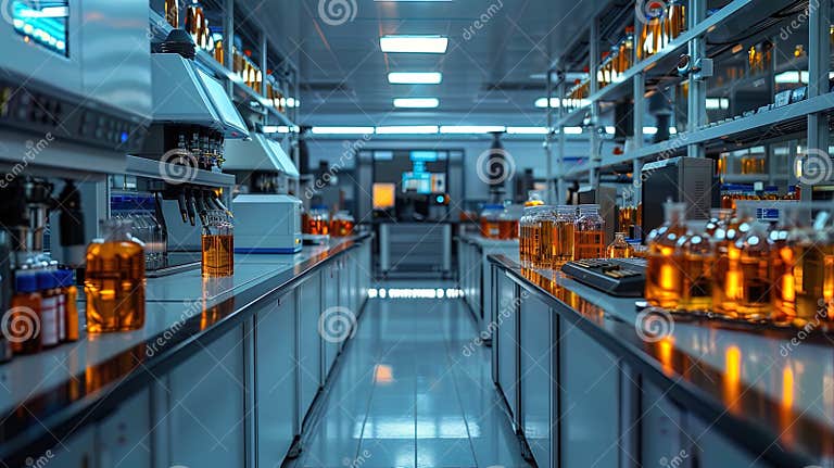 Rows of High-tech Machinery and Analytical Instruments Used for Genetic ...