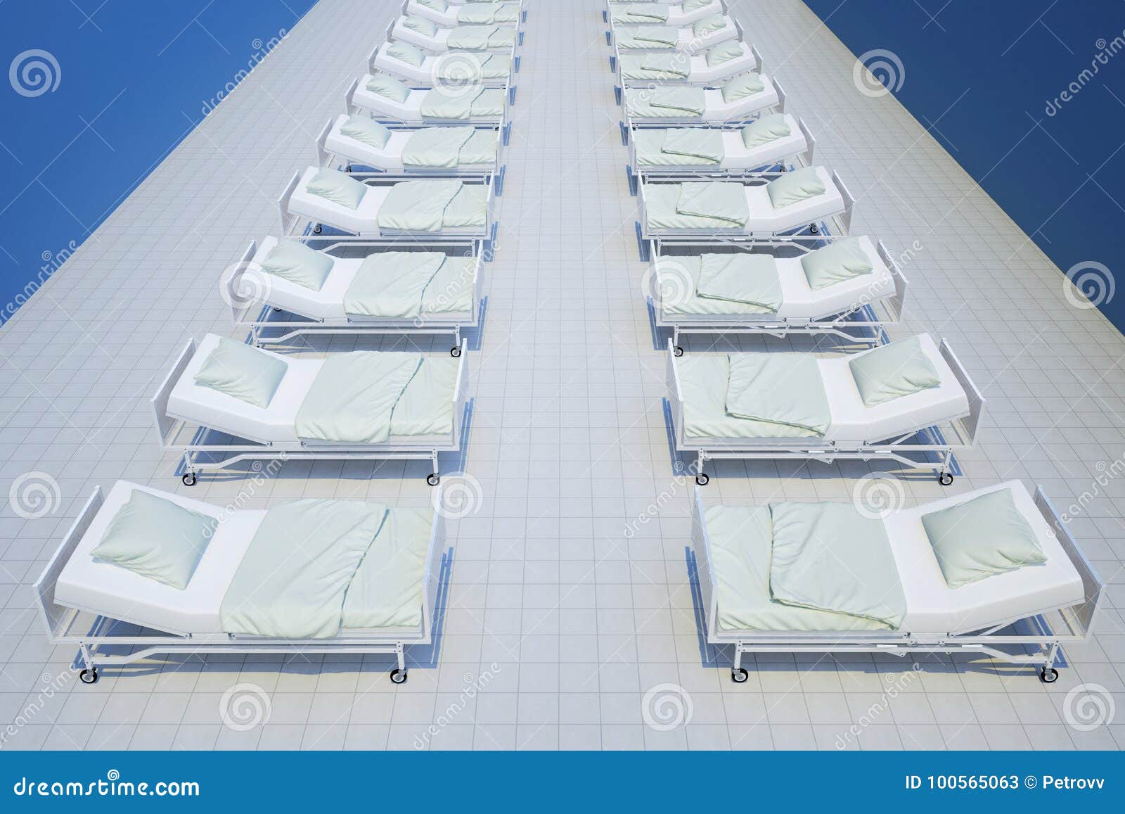 Two Hospital Beds, One Neatly Made With Crisp White Linens, The Other ...