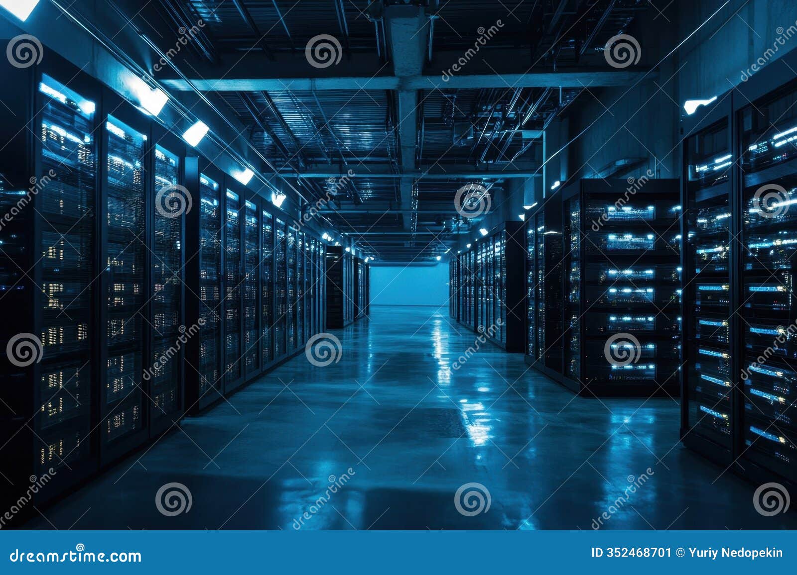High-tech Data Center with Glowing Server Racks in a Modern Facility at ...